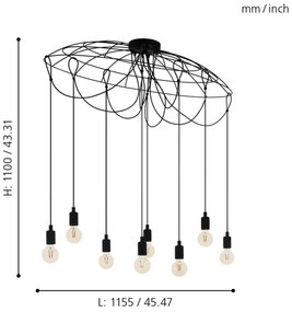 Eglo 43322 - Lustr na lanku HOGSMILL 8xE27/40W/230V