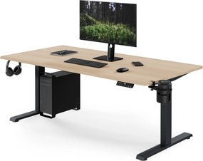 Elektrický stůl s regulací výšky ergonomický antracitový/dub sonoma,1600x800 mm: ARIA