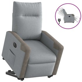 Elektrické zvedací polohovací křeslo světle šedé textil 3324100
