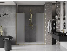 Mexen Velar Duo, posuvné sprchové dveře do otvoru 170 cm, 8mm sklo námraza, zlatá lesklá, 871-170-000-32-50