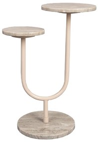 Béžový mramorový odkládací stolek DUTCHBONE MIRAL 40 cm