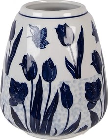 Porcelánová váza s modrými tulipány Vintage Tulipp - Ø 16*18 cm