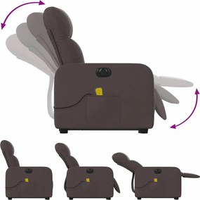 Elektrické zvedací masážní polohovací křeslo tmavě hnědé textil 3206827