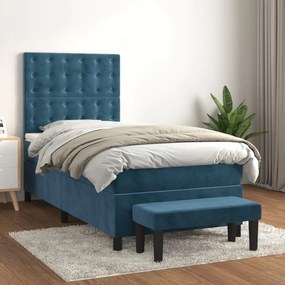 Box spring postel s matrací tmavě modrá 80 x 200 cm samet 3138053
