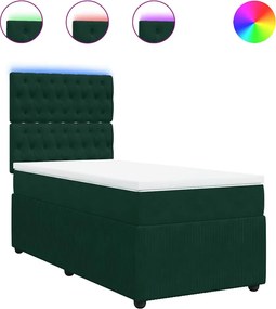 Box spring postel s matrací tmavě zelená 80 x 200 cm samet 3294499