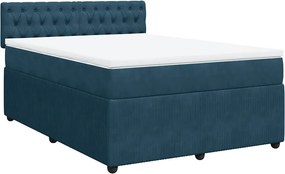 Box spring postel s matrací modrá 160 x 200 cm samet 3290092