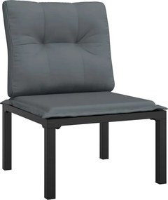 vidaXL Zahradní židle s poduškami černá a šedá polyratan [362798]