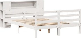 Postel s knihovnou bez matrace bílá 135x190 cm masivní borovice 3322198