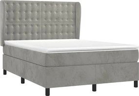 Box spring postel s matrací světle šedá 140x200 cm samet 3129453