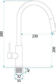 Dřezová baterie REA ONTARIO s výsuvnou sprškou, černá mat