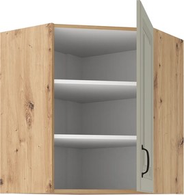 STILO ac | horní skříňka 60x60 GN-72 1F (45°) rohová s policemi | 60x60 cm | UNI dvířka | artisan/světle šedá
