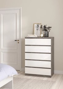 FALCO Komoda Simplicity 231 beton/bílý lesk