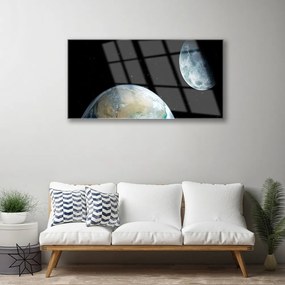 Obraz na skle Měsíc Země Vesmír 100x50 cm