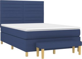 Box spring postel s matrací modrá 140x200 cm textil 3137243