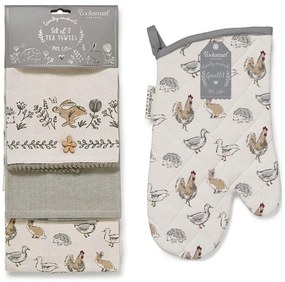 Utěrky a chňapka v sadě 4 ks Country Animals – Cooksmart ®