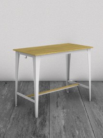 Barový stůl bílý A30, masiv dub přírodní, 130 x 68 cm