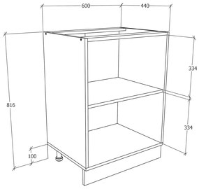 VCM Dolní kuchyňská skříňka Esilo, 60 cm, 2 dvířka, bílá