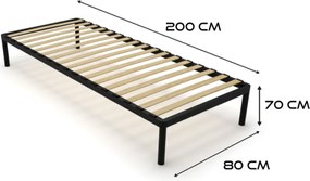 TPS Industriální kovová postel FERRON, 80x200 cm