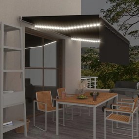 VidaXL Ručně rolovaná markýza se závěsem a Led světlem