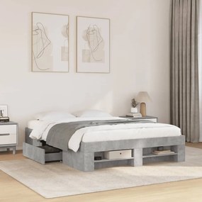 Rám postele betonově šedý 135 x 190 cm kompozitní dřevo 3295509