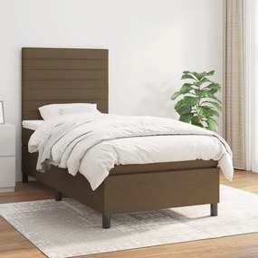 vidaXL Box spring postel s matrací 90x200 cm textil [3141830] Barva: tmavě hnědá