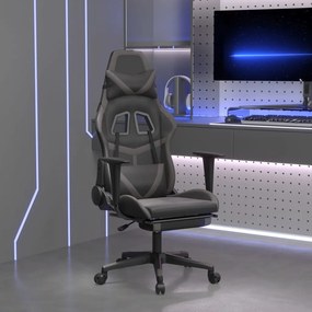 Herní židle s podnožkou černá a šedá umělá kůže 3143680