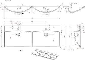 Sapho Maria MA120 dvojumyvadlo 120 x 46 cm litý mramor