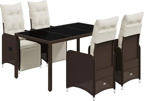 5dílný zahradní bistro set s poduškami hnědý polyratan 3277189