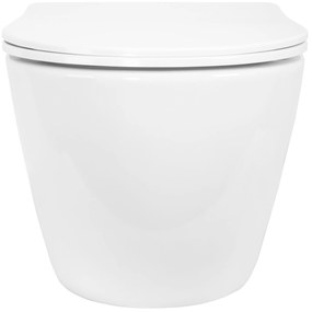Rea Carlo Mini, závěsná WC mísa 490x365x370mm, Rimless Tornado NF + toaletní WC sedátko, bílá lesklá, REA-C1260