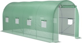 Outsunny Skleník na rajčata s oknem 500x200x210cm zelený polytunel pro zahradu a pěstování rostlin | Aosom.de