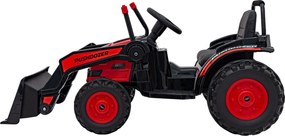 Ramiz Dětský bagr-traktor na baterie červený + pohyblivé rameno s lžící + dálkové ovládání + pomalý start + FM rádio + LED
