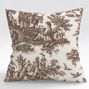 Ervi povlak na polštář FLANELOVÝ - Toile de Jouy Caramel, různé rozměry