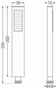 Ruční mosazná sprchová hlavice MEXEN R-02 - 1 funkce - 200x35 mm - černá, 79500-70