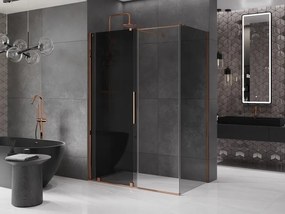 Mexen Velar, sprchový kout s posuvnými dveřmi 140 x 80 cm, 8mm šedé sklo, růžové zlato, 871-140-080-41-60