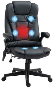 HOMCOM Kancelářské křeslo Manažerské křeslo s 6bodovou vibrační masáží a funkcí vyhřívání, imitace kůže, otočné, 62x68x111-121cm| Aosom