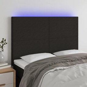 Čelo postele s LED černé 144x5x118/128 cm textil 3122144