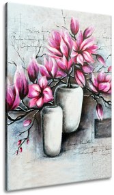 Gario Ručně malovaný obraz Růžové magnolie ve váze Rozměry: 70 x 100 cm