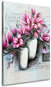 Gario Ručně malovaný obraz Růžové magnolie ve váze Rozměry: 120 x 80 cm