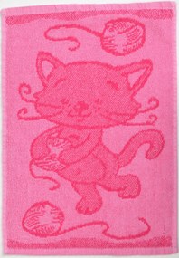 Dětský ručník BEBÉ kočička růžový 30x50 cm