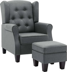 Křeslo s podnožkou světle šedé textil 320151