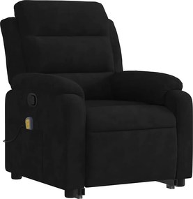 Zvedací masážní polohovací křeslo černé samet 3205109