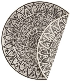 MK Original: Produkty s rodokmenem, Kusový koberec Mujkoberec Original Nora 104161 Black Creme kruh – na ven i na doma, 140x140 (průměr) kruh, černobílá, chodba / předsíň