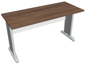 Stůl pracovní rovný 140 cm hl. 60 cm - Hobis Cross CE 1400 Dekor stolové desky: ořech, Dekor lamino podnože: bílá, Barva nohou: Stříbrná