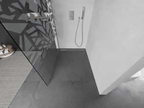 Mexen Kioto L, sprchová zástěna Walk-In 70 x 200 cm, 8mm čiré sklo bílý vzor, ​​broušená ocel profil, 800-070-103-97-85