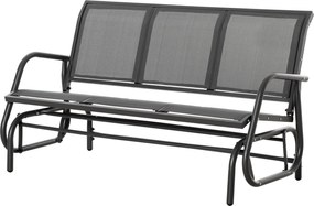 Outsunny Houpací lavice pro 3 osoby z kovu s prodyšnou síťovinou, 147x70x85cm, Šedá | Aosom