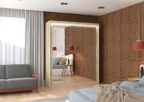 Posuvná skříň se zrcadlem a LED osvětlením ETTORE 180