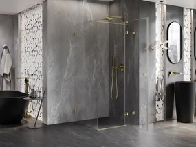 Mexen Lunar T, výklopný sprchový kout pravý 110 x 110 cm, 8mm čiré sklo, zlatý kartáčovaný - 834T-110-110-55-00-P