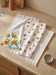 Sinsay - Sada kuchyňských utěrek s květinovým motivem, 3 ks - žlutá