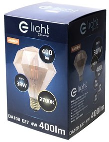Dekorační LED žárovka E27 teplá 2700k 4w 280 lm diamond jantarová