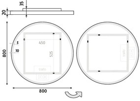 Nimco Bílé kulaté LED zrcadlo pr. 800 se dvěma dotykovými senzory - ZPB 28002RVX-05
